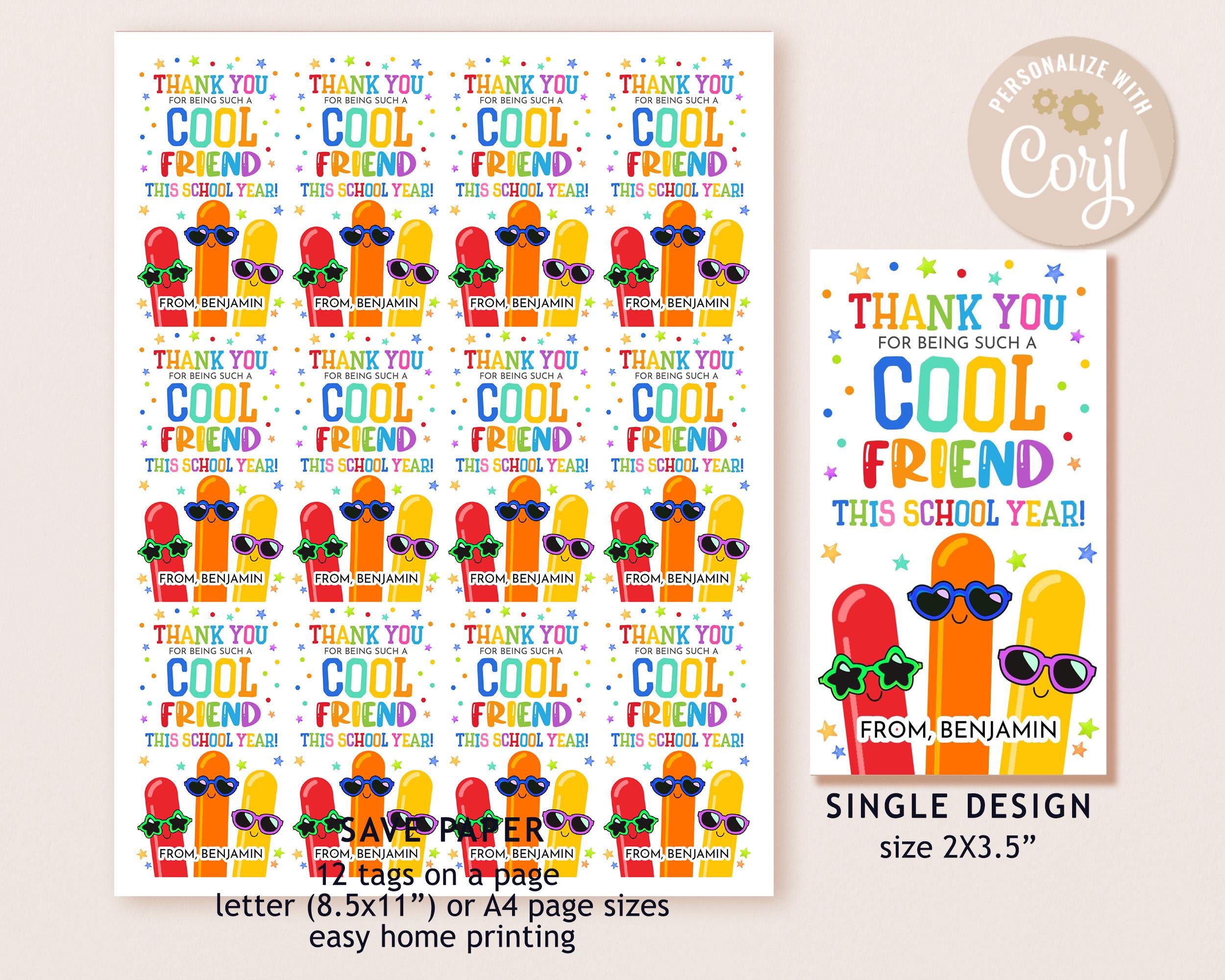 Freeze Pop Ice Popsicle Gift Tags Cool Friend End of School Year Gifts ...
