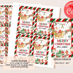 Printable Christmas Tags Santa Gift Tags North Pole Reindeer Present ...