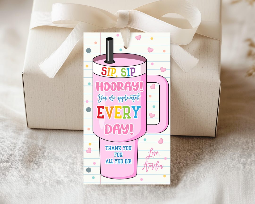 Sip Sip Hooray Tumbler Teacher Appreciation Week Gift Tag School ...