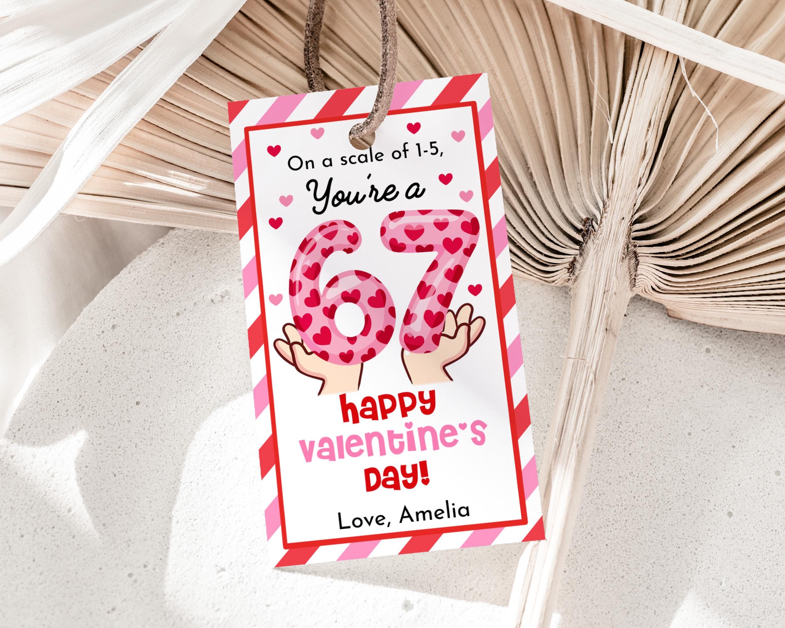 67 Valentine's Day Gift Tag, on a Scale of 1-5, You're a 6 7 Valentine ...