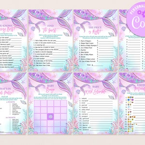 Mermaid Baby Shower Bundle Under the Sea Games Set Princess Magical ...