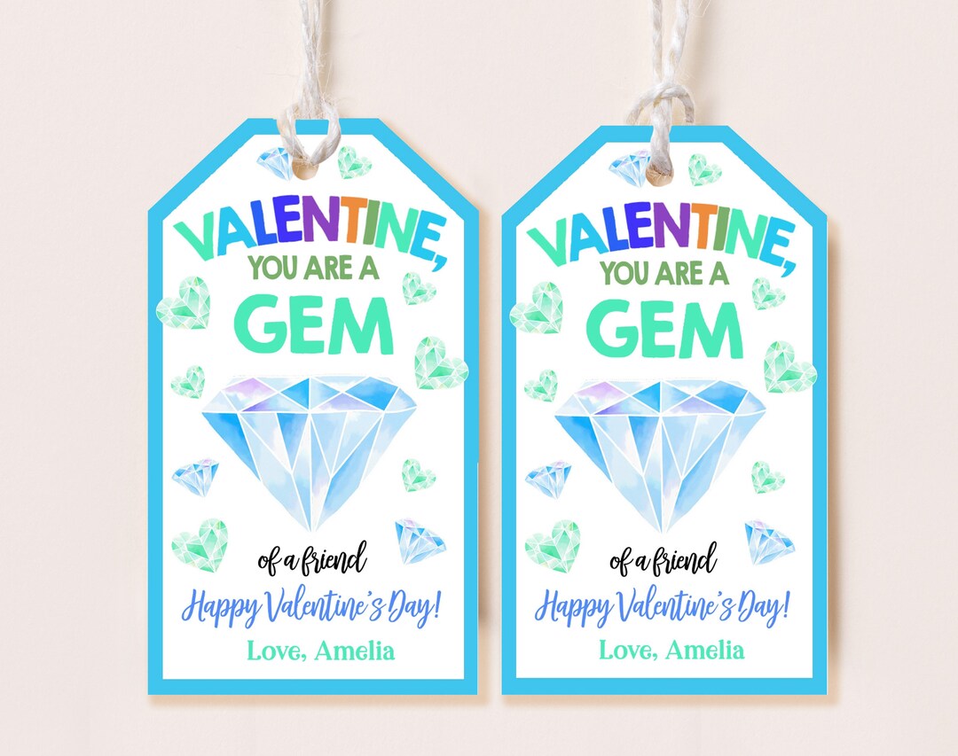 Valentine Tag You're A Gem Best Friend Happy Valentines Day Gift Tags ...