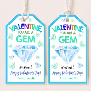 Valentine Tag You're A Gem Best Friend Happy Valentines Day Gift Tags ...