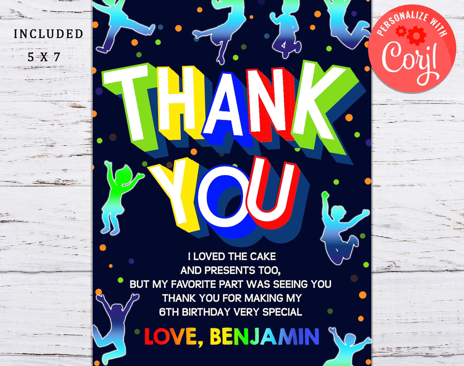 Jump Thank You Card Trampoline Birthday Note Let's House - Etsy