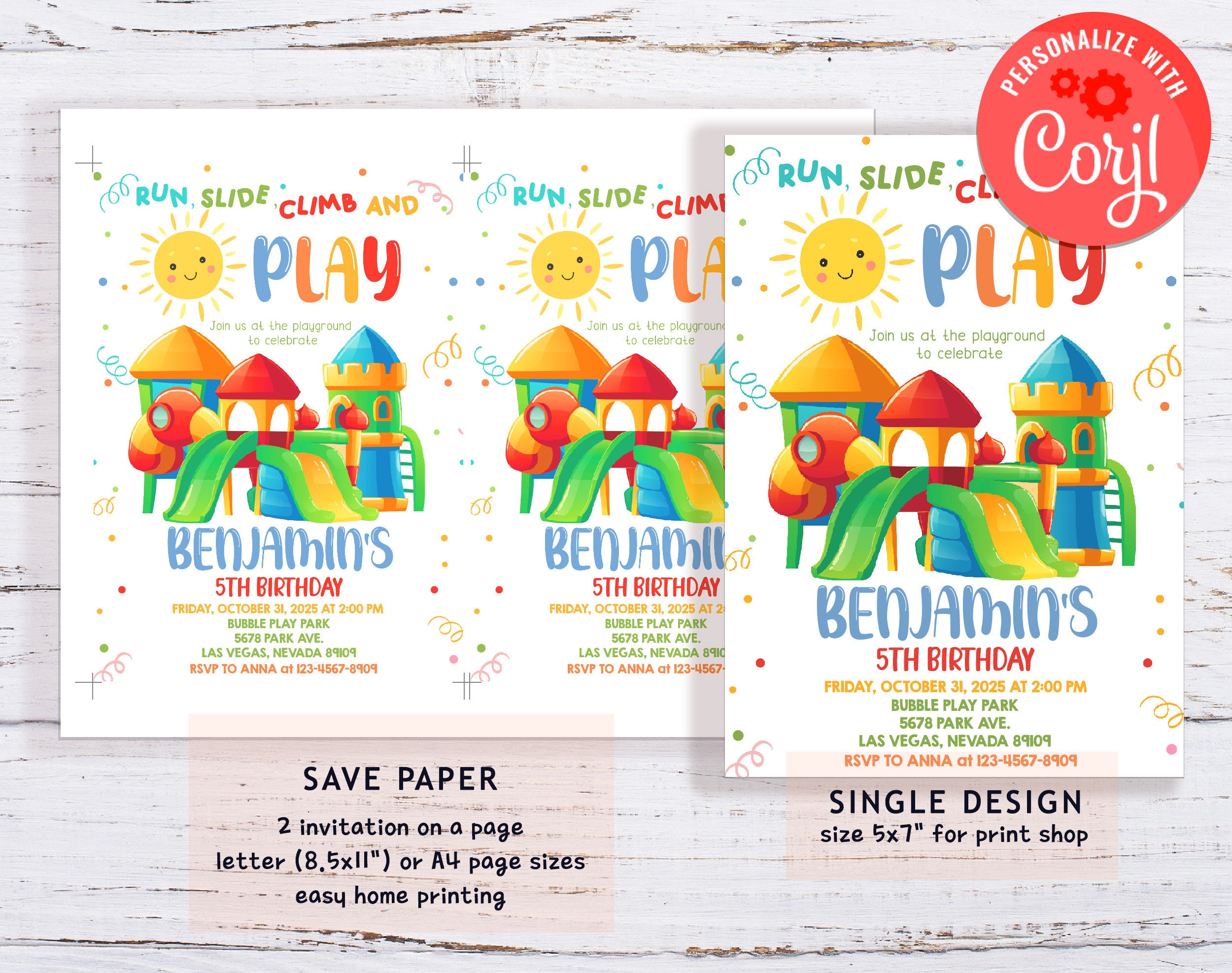 Playground Invitation Park Birthday Party Invite Backyard Boy - Etsy