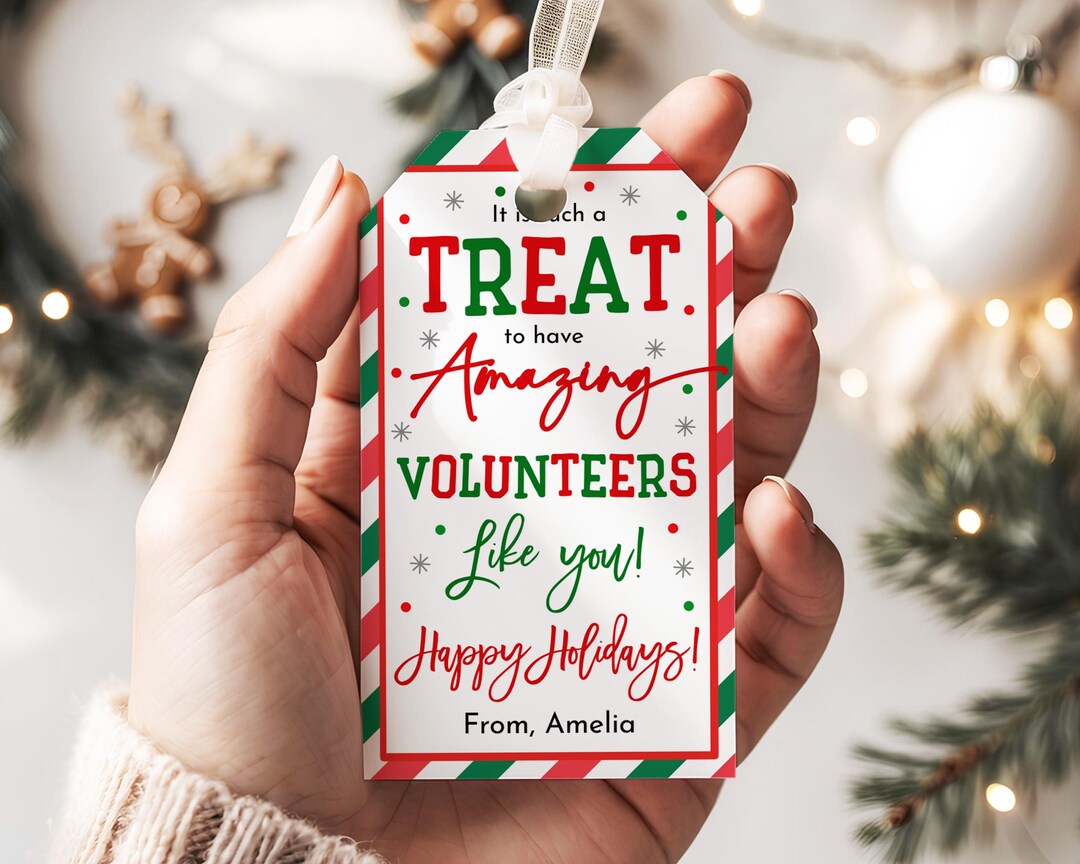 Christmas Treat Gift Tags, Amazing Volunteers Like You, Holiday Favor ...