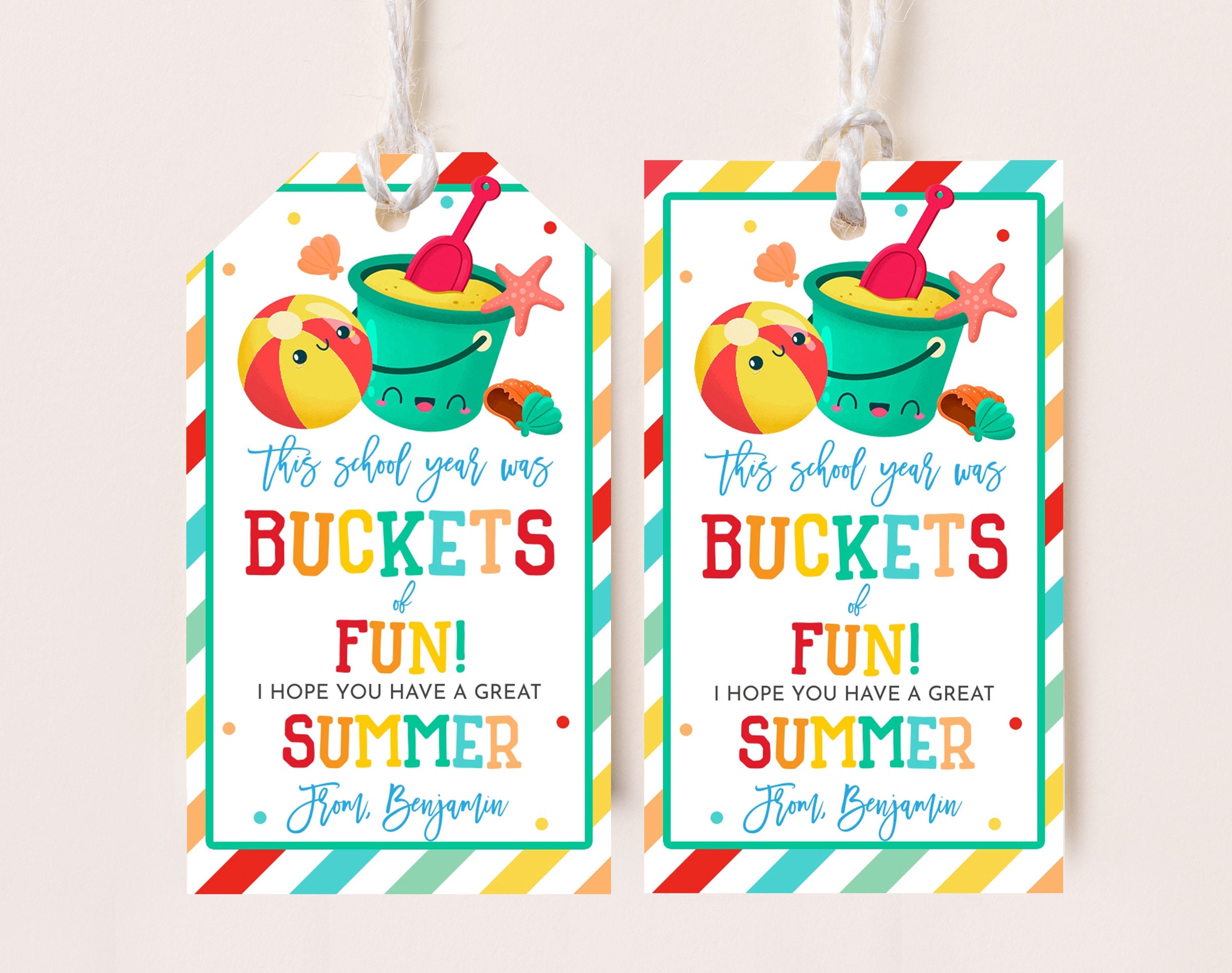 Buckets of Fun Gift Tags End of School Year Favor Tags Last Day of ...