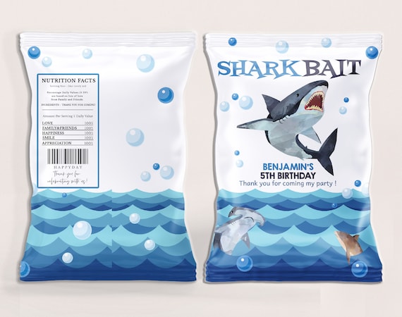 Shark Chip Bag Printable Baby Shark Favor Bag Ocean Birthday - Etsy Canada