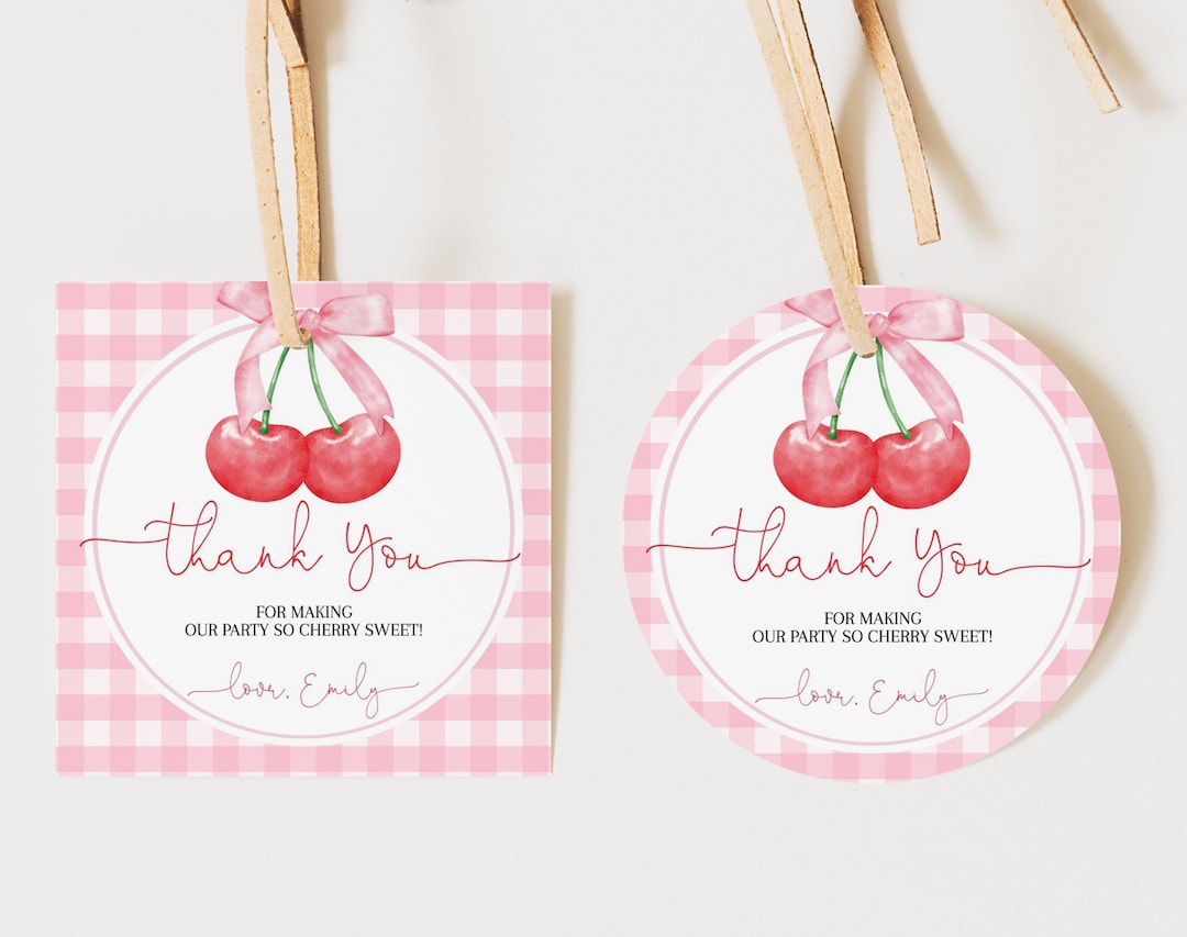 Cherry Birthday Favor Tags Cherry on Top Girl Baby Shower Gift Tag ...