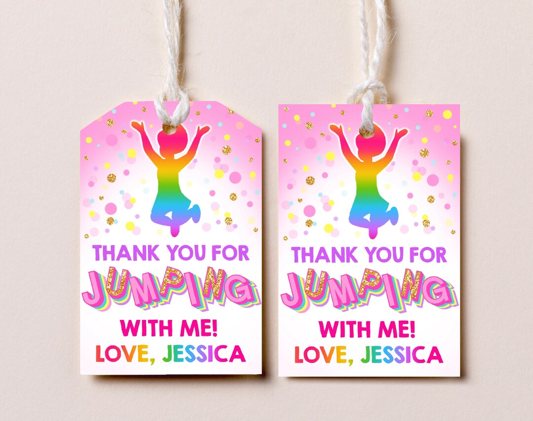 Jump Favor Tags Jumping Party Gift Label Trampoline Bounce - Etsy