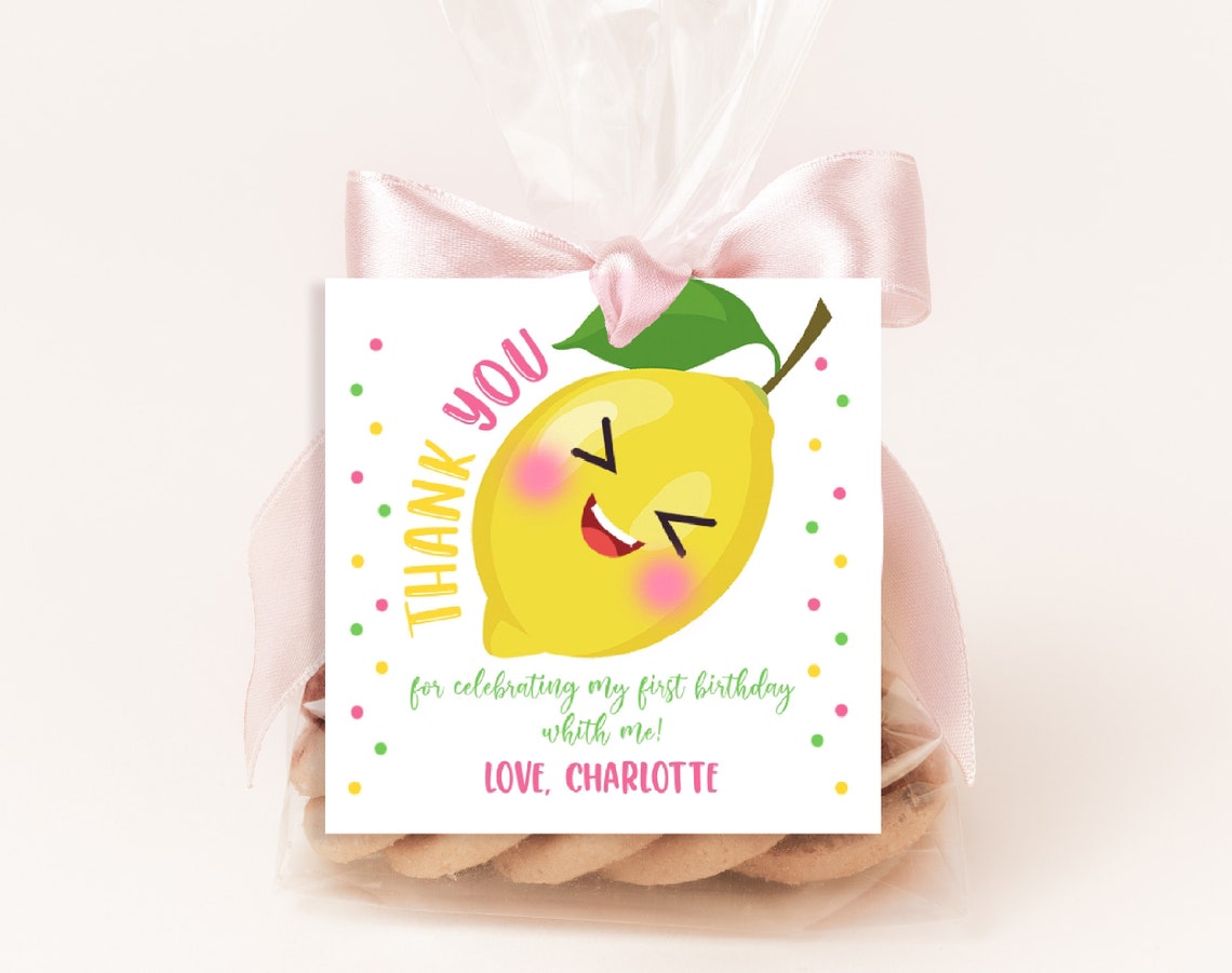 Lemon Thank You Tag Lemonade Party Gift Tags Baby Shower Favor Label ...