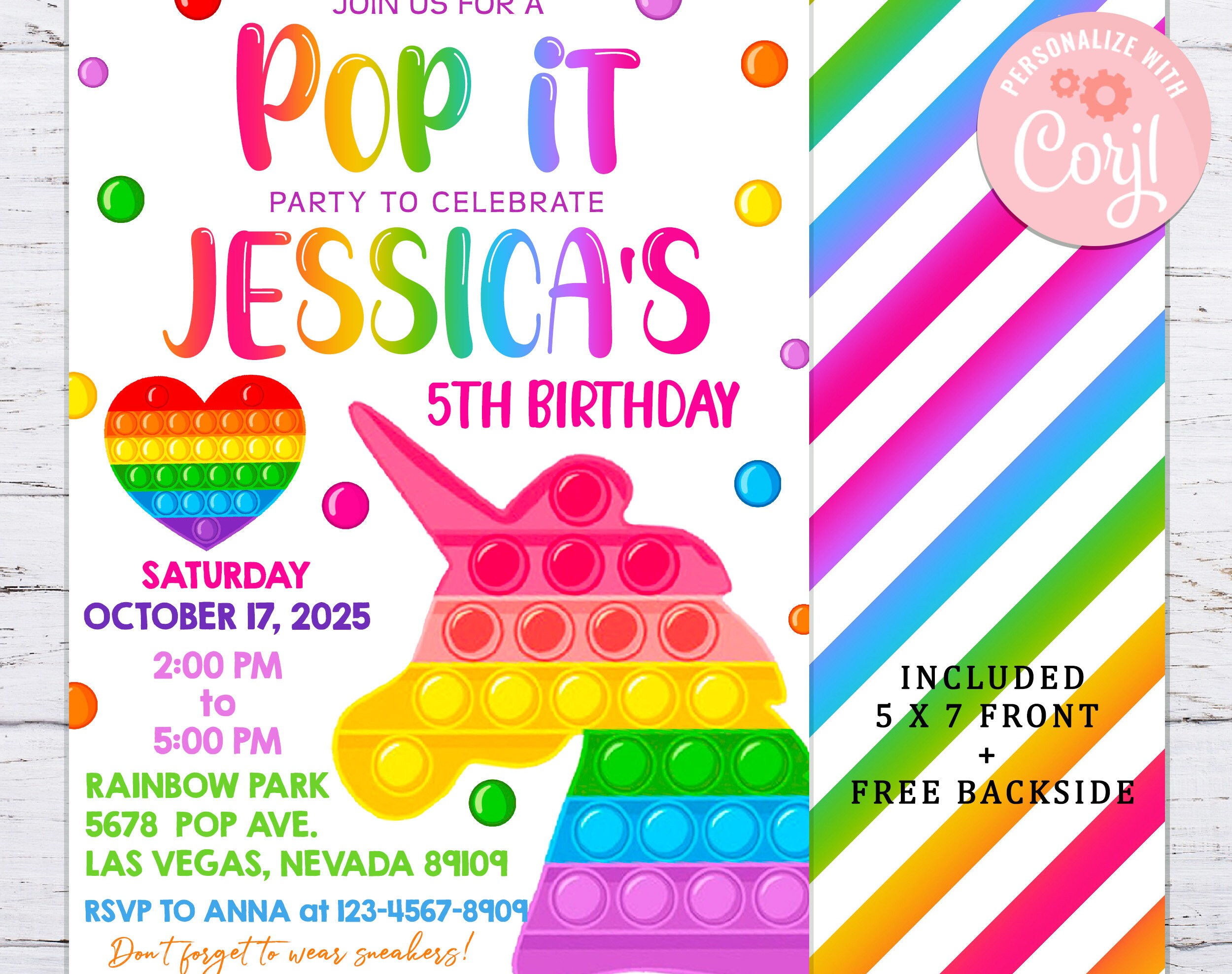 Pop It Invitation Birthday Party Invite Fidget Toy Push Bubble - Etsy ...