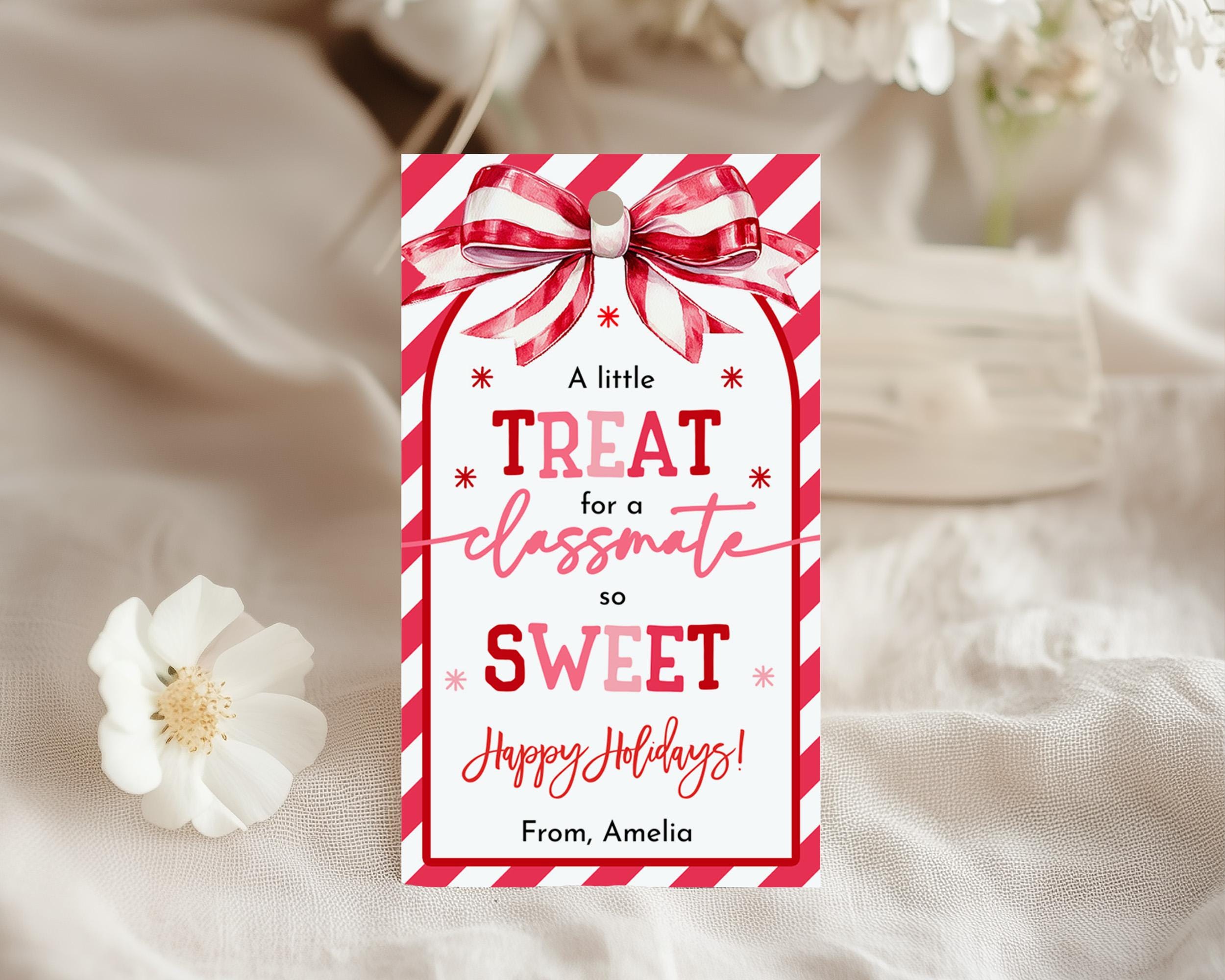 A Little Treat for a Classmate so Sweet Tag, Christmas Gift Tags, Red ...