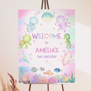 Under the Sea Birthday Welcome Sign Ocean Animals Poster Girl 1st ...