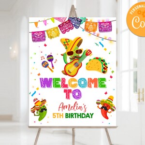 Fiesta Welcome Sign Taco 'bout A Party Porch Sign Mexican Birthday ...