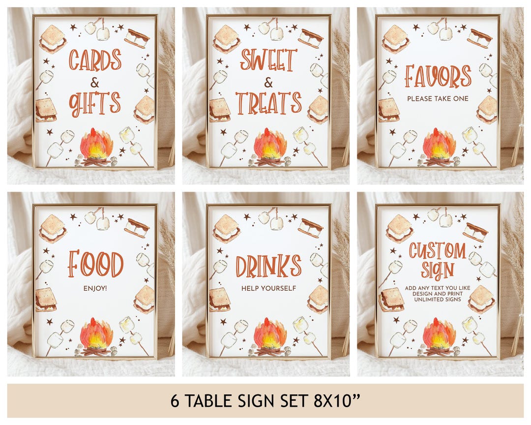 S'more Baby Shower Table Signs Set, Smore Birthday Poster Bundle ...