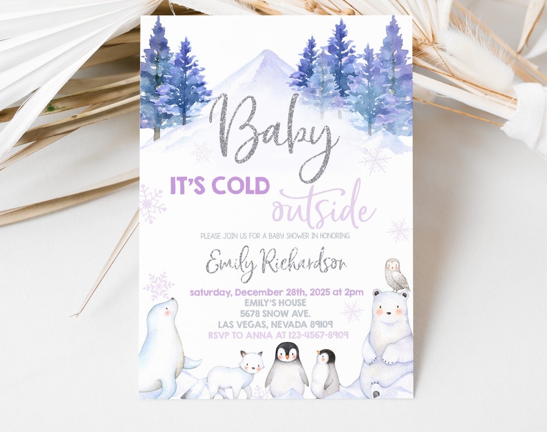 Winter Wonderland Baby Shower Invitation Boy Girl Baby Its Cold Outside ...