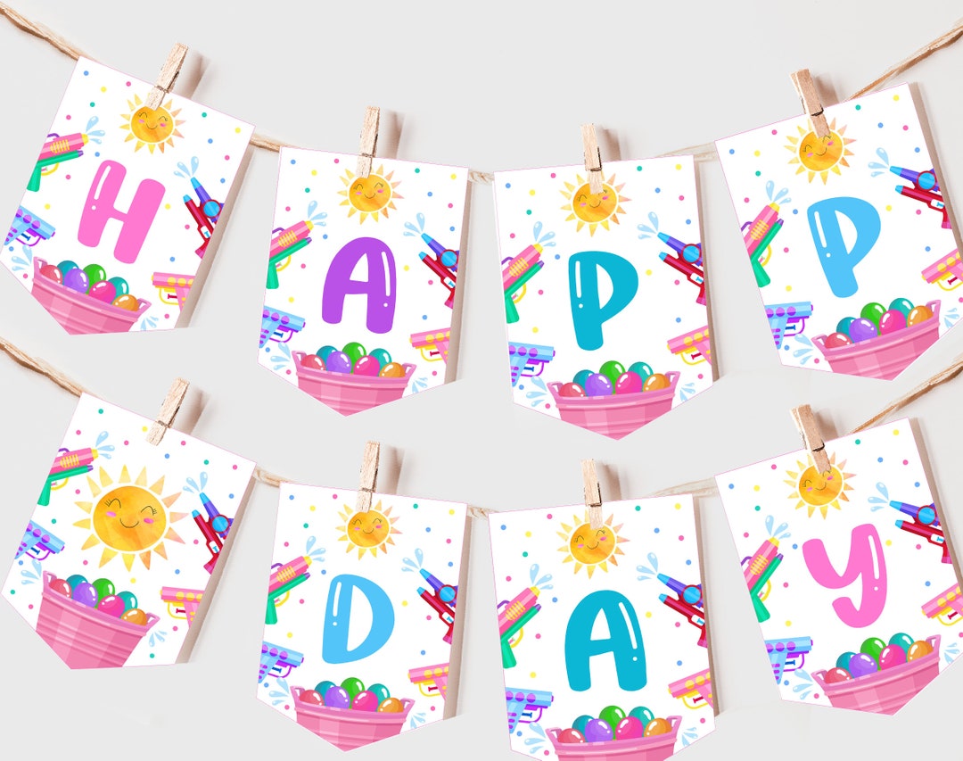 Water Balloon Banner Water Gun Birthday Decor Let's Get Soaked Water ...