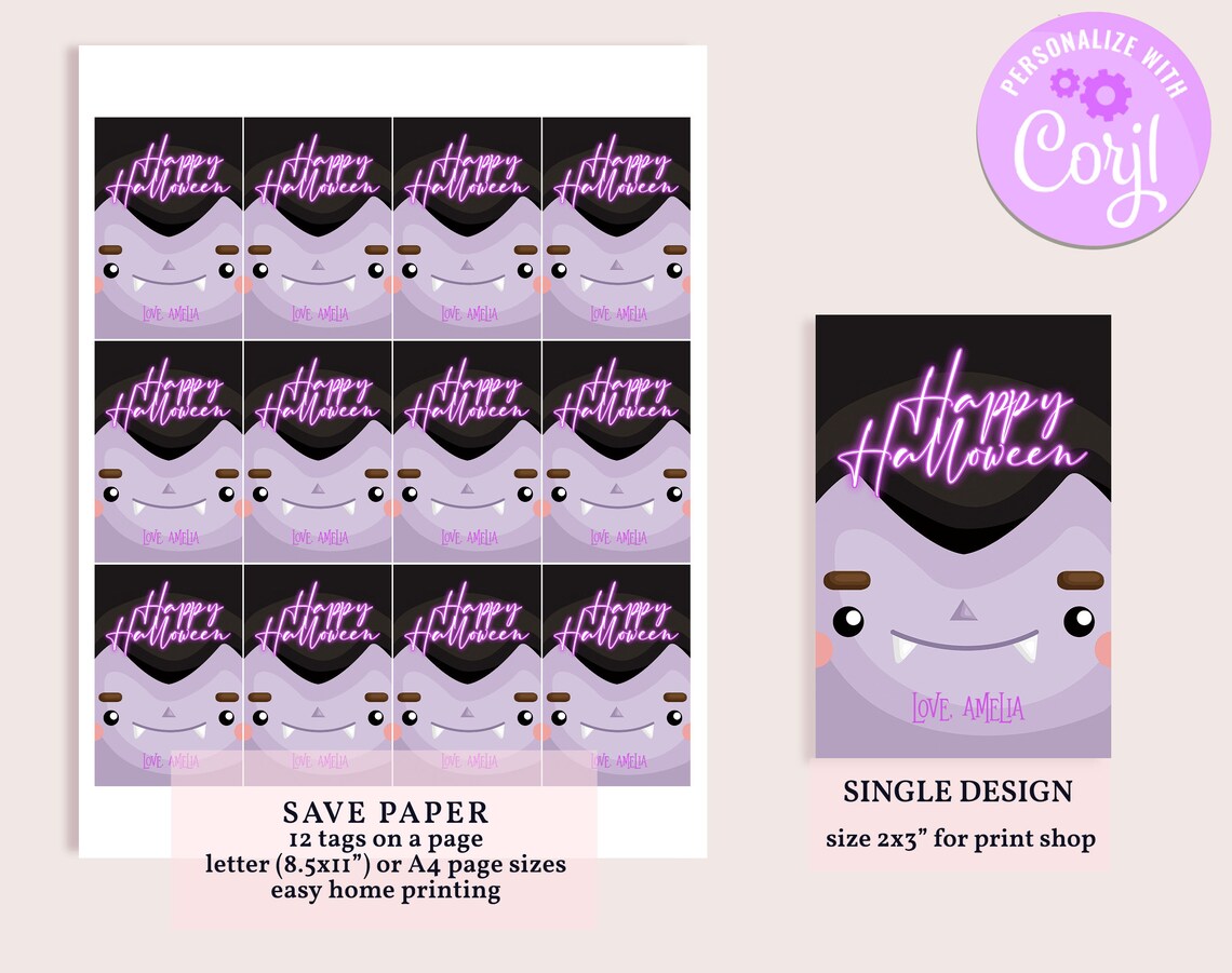 EDITABLE Halloween Favor Tags Party Gift Tags Set Spooky Ghost - Etsy