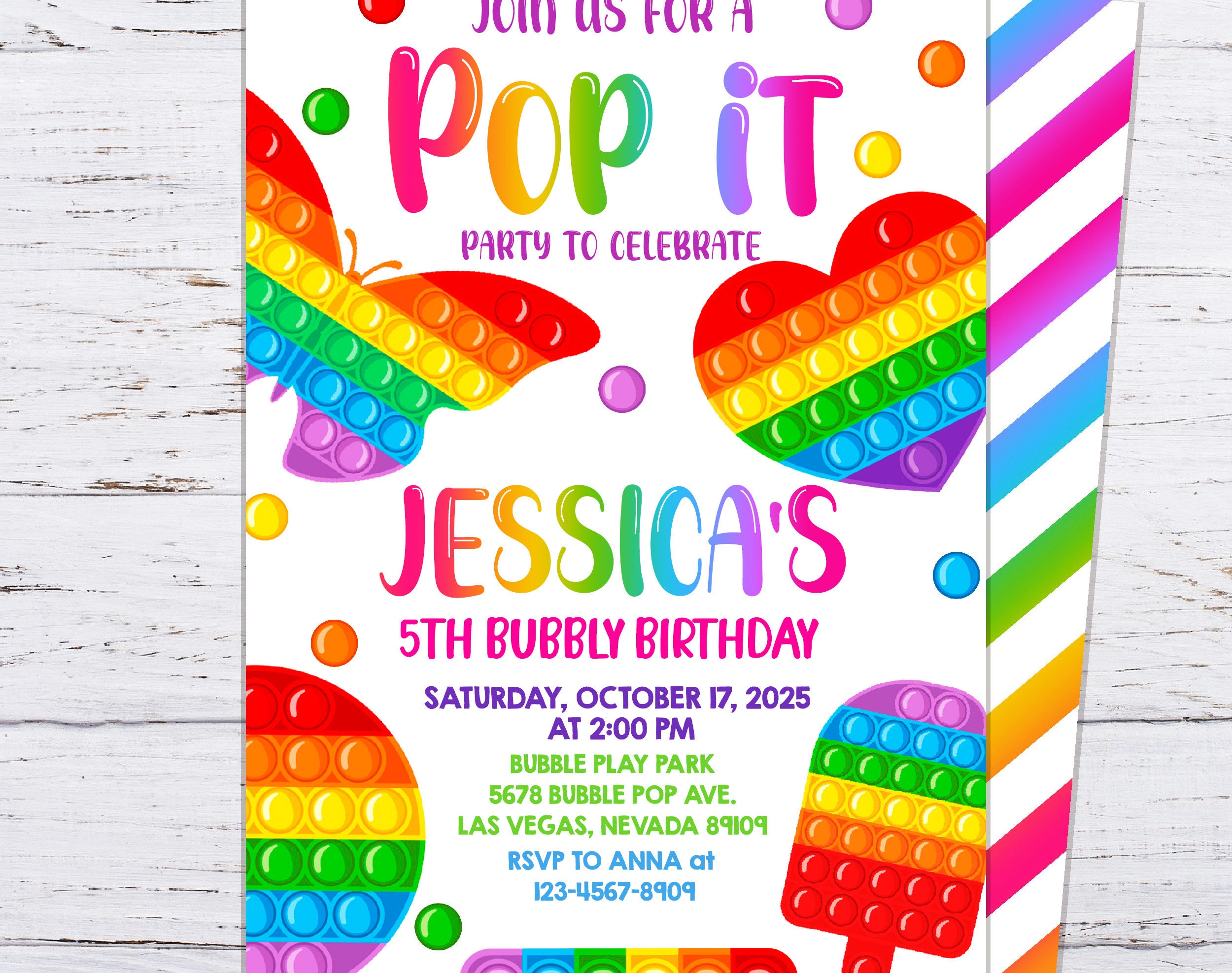 Pop It Invitation Birthday Party Invite Fidget Toy Push Bubble - Etsy UK
