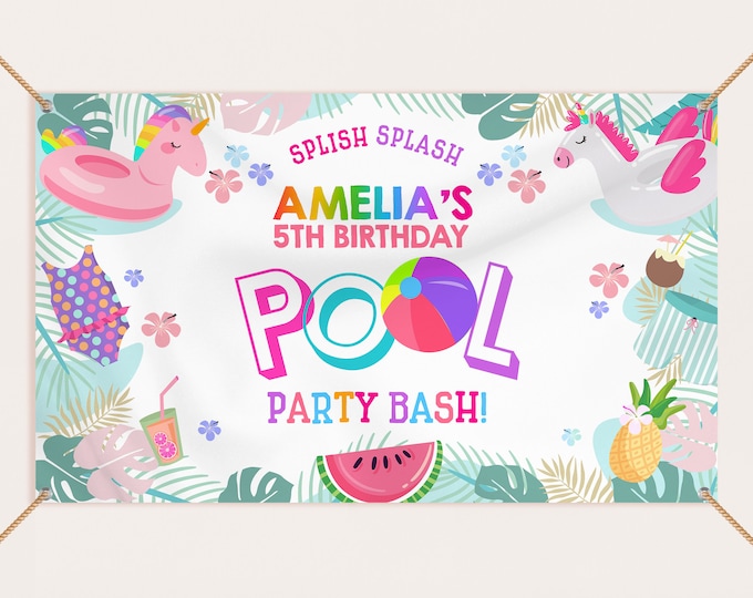 Pool Party Backdrop, Summer Beach Pool Party Decorations, Summer Pool ...