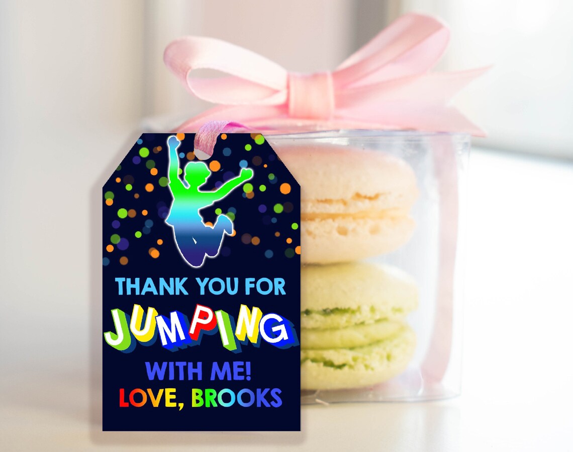Jump Favor Tag Birthday Party Trampoline Gift Label Let's House Bounce ...