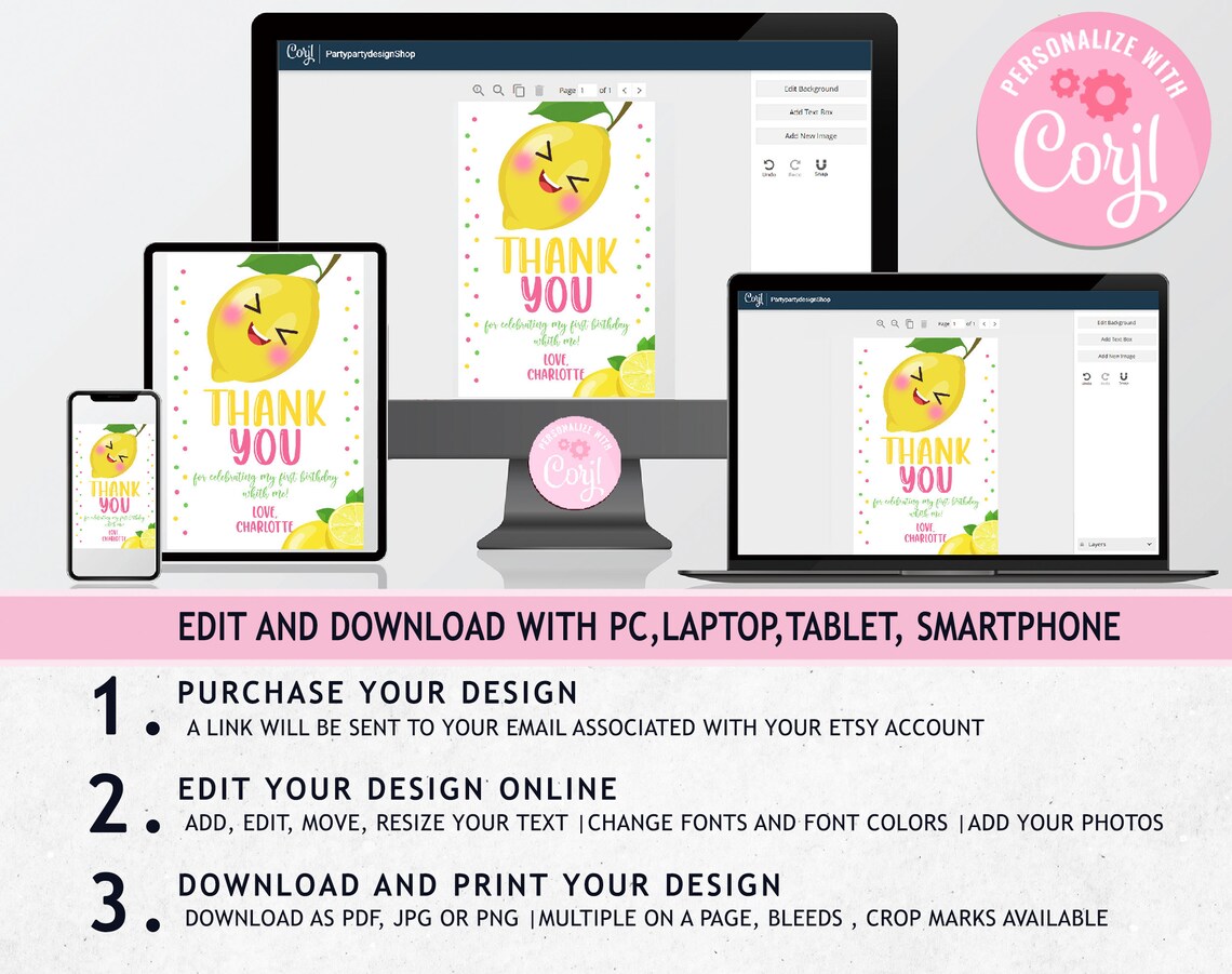 Lemon Gift Tag Birthday Party Favor Label Lemonade Thank You Stickers ...