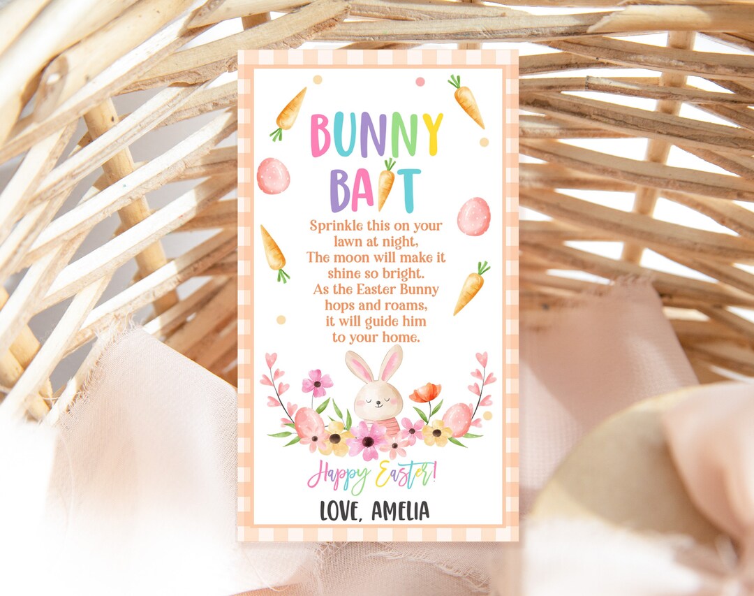 Easter Bunny Bait Tag Printable Easter Gift Tags Happy Easter Favor Tag ...