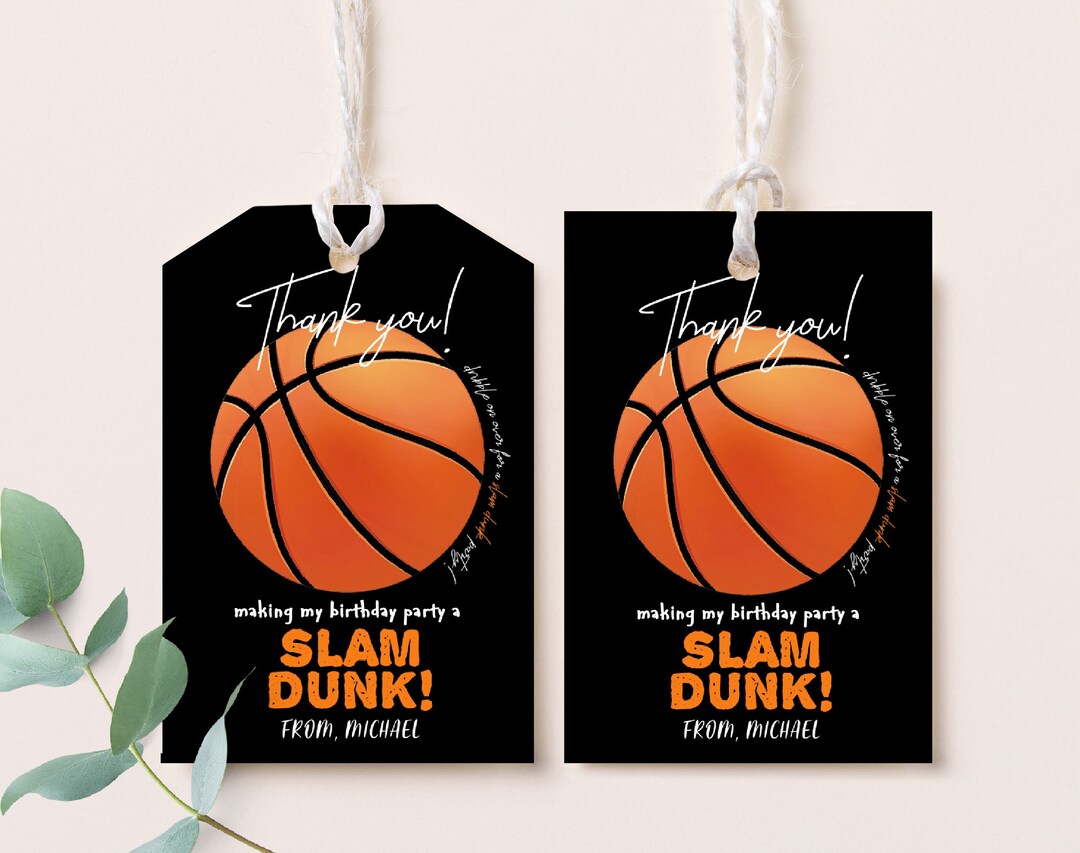 Basketball Favor Tags Girl Boy 3rd Birthday Party Sports Team All Star ...
