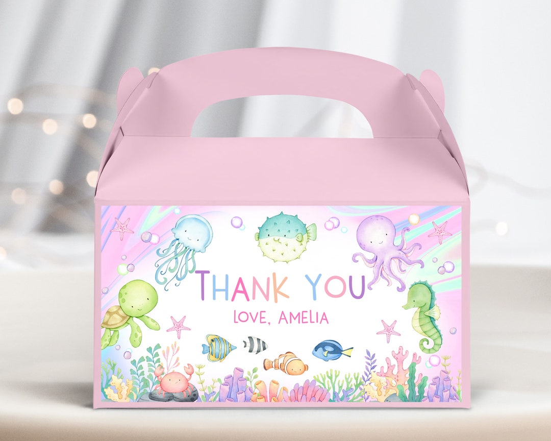 Under the Sea Gable Box Label Nautical Baby Shower Gift Treat Box Ocean ...