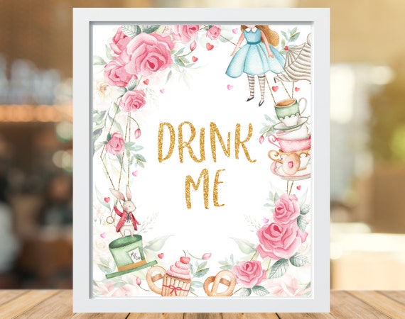 Alice in Wonderland Table Sign Onederland Drink Me First | Etsy