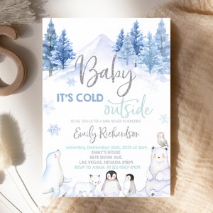 Baby Its Cold Outside Invitation Bundle, Winter Wonderland, Polar Bear ...