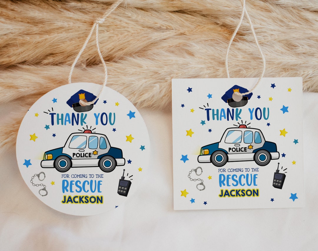 Police Birthday Favor Tags Police Officer Gift Tags Boy 1st Birthday ...