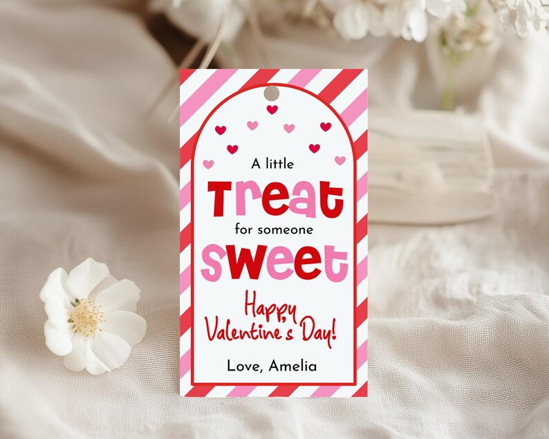 A Little Treat for Someone Sweet Valentine Tag, Red Pink Hearts Goodie ...