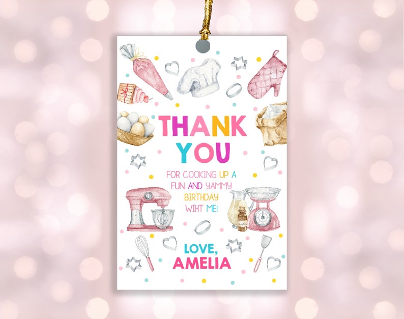 Baking Party Birthday Gift Tag Favor Cooking Decoration Bake - Etsy