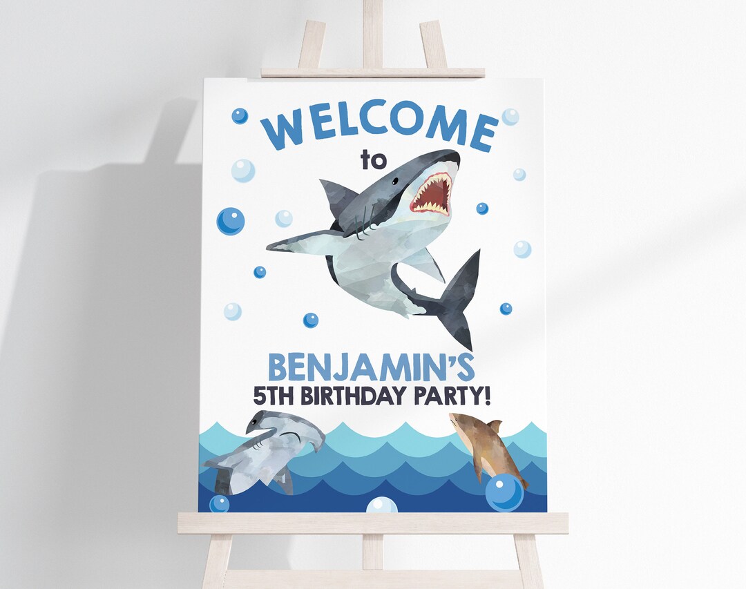 Shark Birthday Welcome Sign Boy Birthday Poster Under the Sea Ocean ...