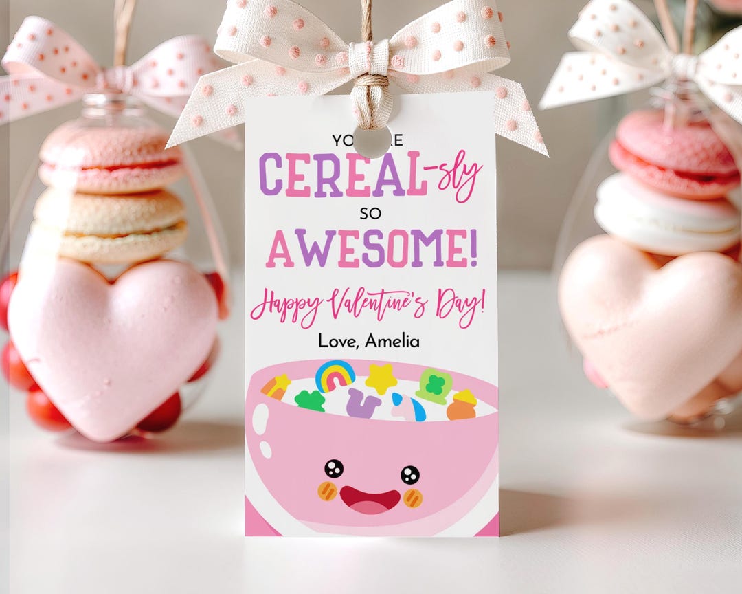 Cereal Valentine's Day Gift Tag, You Are Cerealsly so Awesome, Kids ...