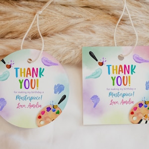 Painting Party Gift Tags Art Birthday Thank You Tags Pastel Colorful ...