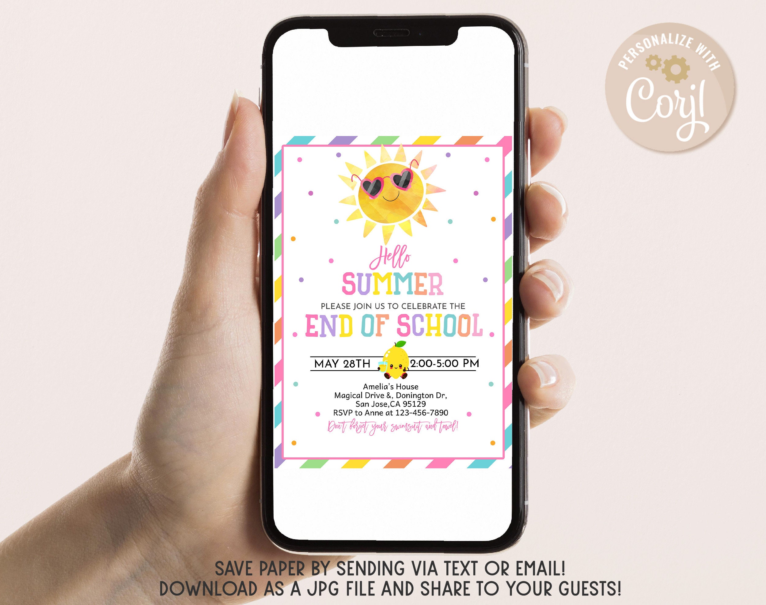 End of School Party Invitation Goodbye School Hello Summer Invite ...