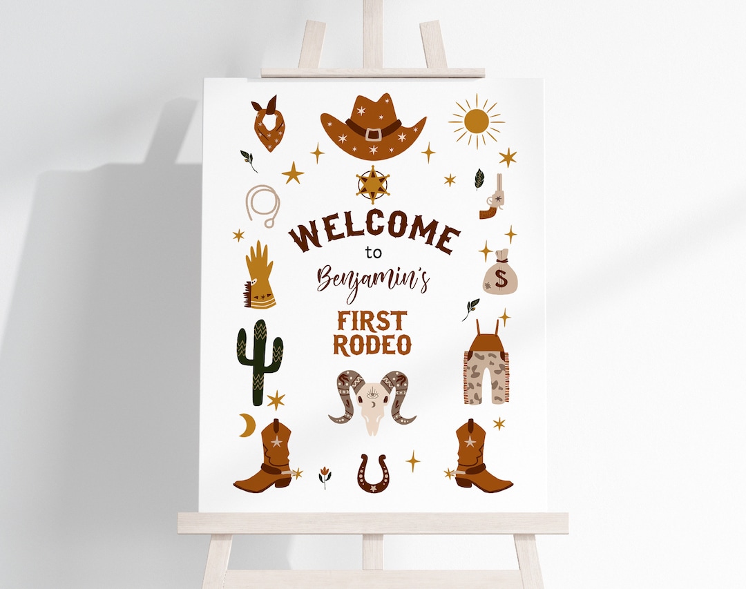 Western Welcome Sign Rodeo Birthday Party Signs Wild West Poster Cowboy ...