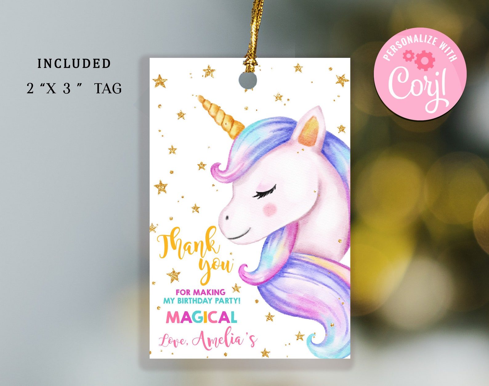 Unicorn Favor Tags Birthday Party Decor First Girl Gift Thank - Etsy