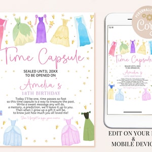 Princess Birthday Time Capsule Sign Once Upon a Time Princess Dresses ...