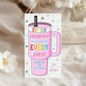 Sip Sip Hooray Tumbler Teacher Appreciation Week Gift Tag School ...