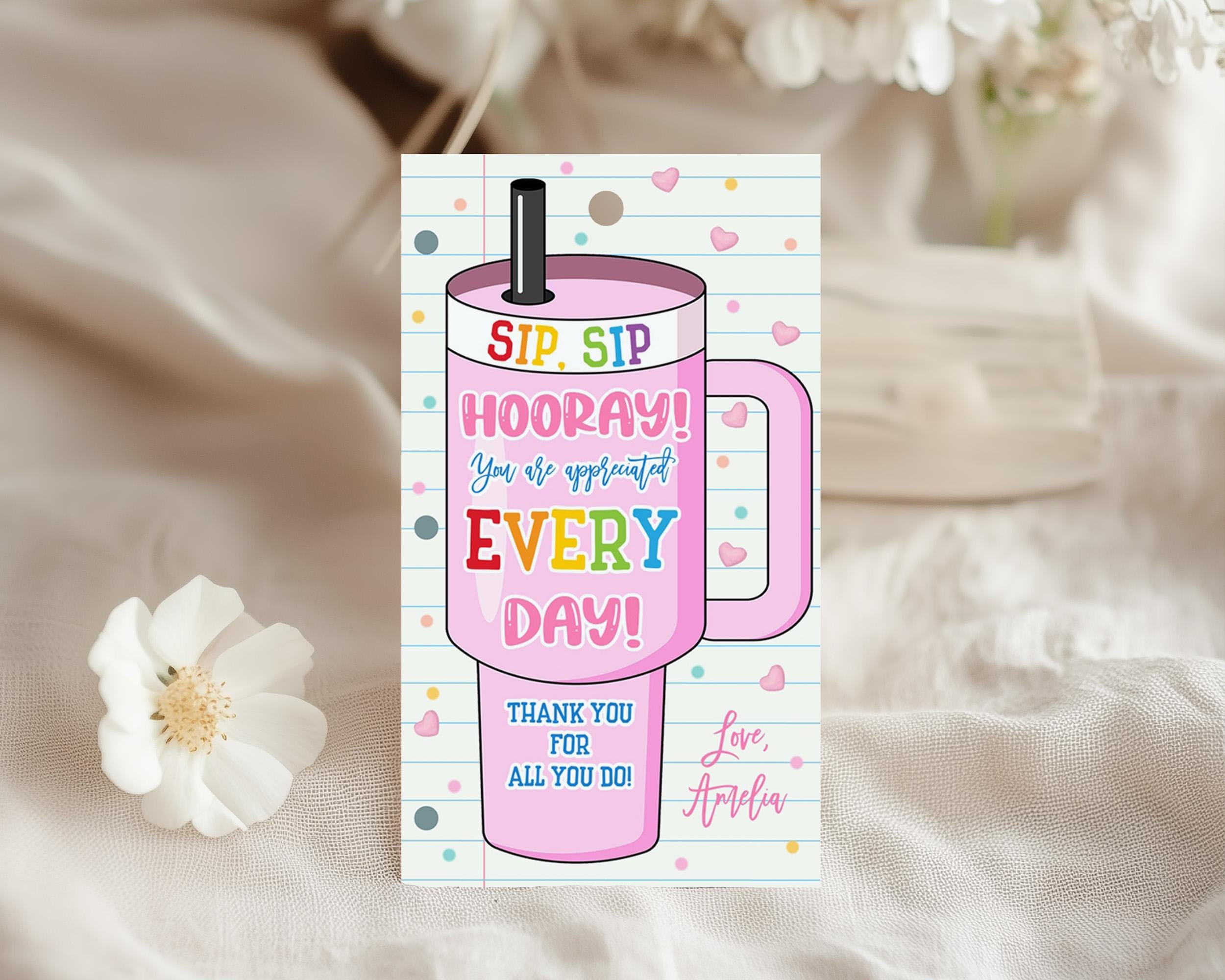 Sip Sip Hooray Tumbler Teacher Appreciation Week Gift Tag School ...