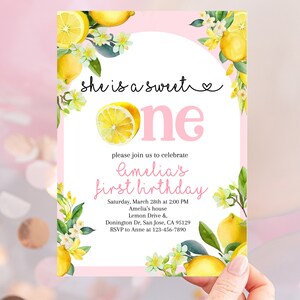 Lemon Birthday Invitation Our Main Squeeze Invite Citrus Lemonade and ...