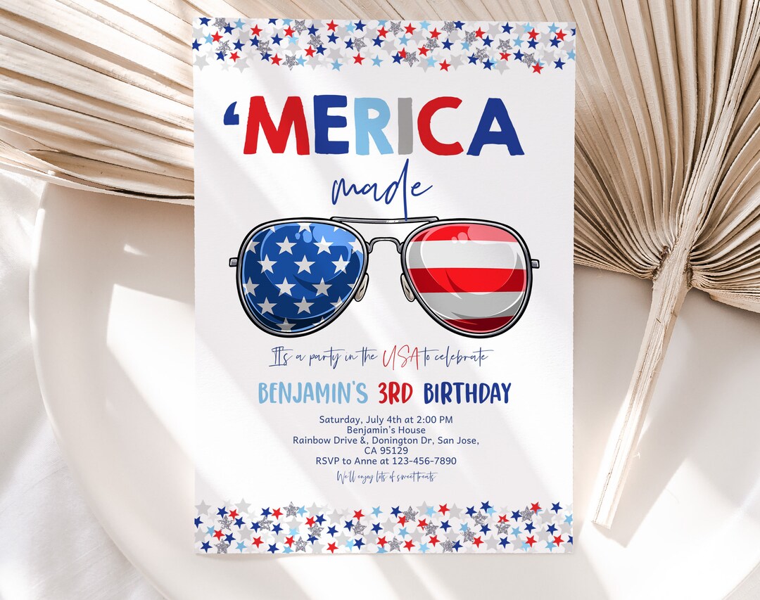 4th of July Birthday Invitation 'merica Made Fourth of July Patriotic ...
