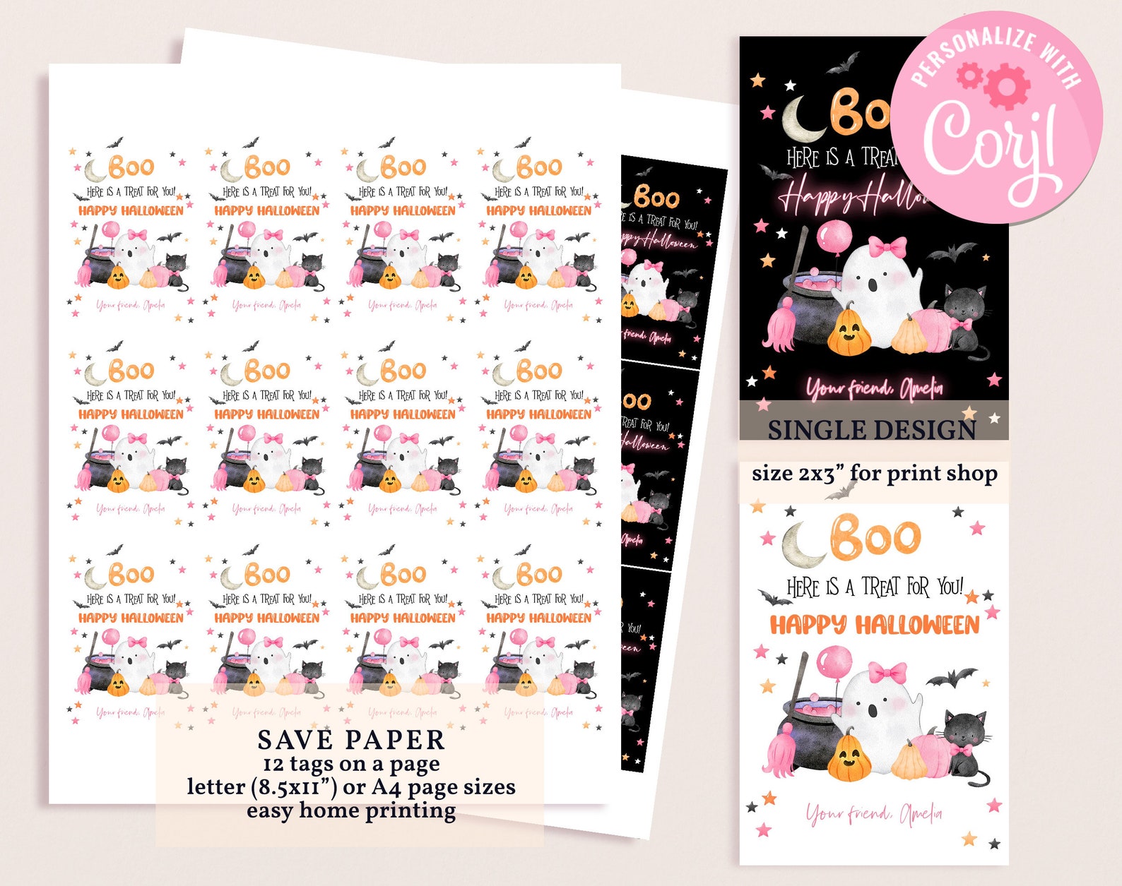 Halloween Favor Tags Happy Kids Halloween Party Gift Tags Printable ...