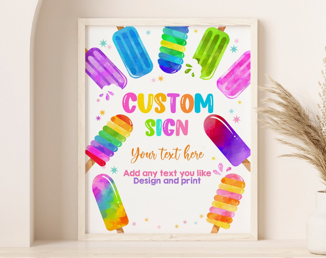 Popsicle Birthday Custom Sign Ready to Pop Girl Baby Shower Decor Ice ...