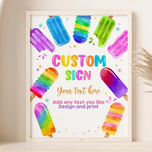 Popsicle Birthday Custom Sign Ready to Pop Girl Baby Shower Decor Ice ...