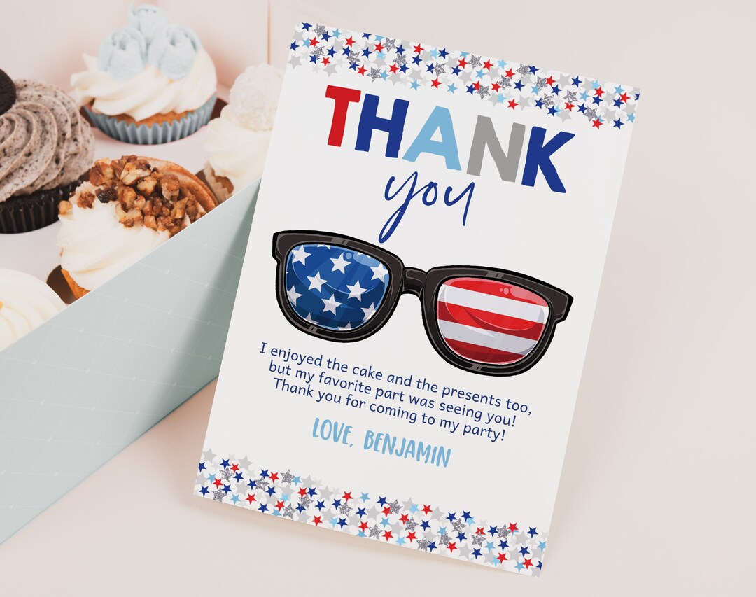 4th of July Thank You Card Fourth of July Thank You Note Patriotic ...